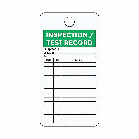 Test Record Tag, Cardstock, Height: 5-3/4", Width: 3" - Grainger