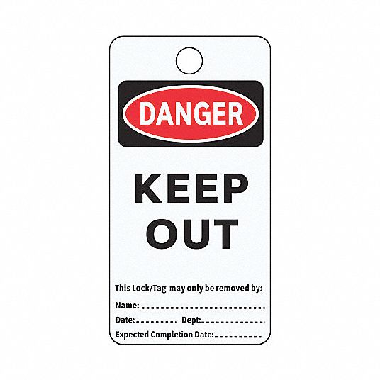Danger Tag, Vinyl, Keep Out, 5-3/4" x 3", 25 PK - Grainger