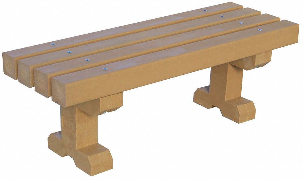 Recycled Plastic Park Bench, Woodtone, 48 in Length, 72 in Width, 16 in ...