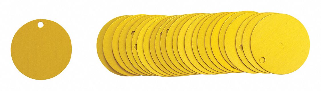 BRADY, Aluminum, 1 1/2 in Dia, Blank Tags - 9K167|49900 - Grainger