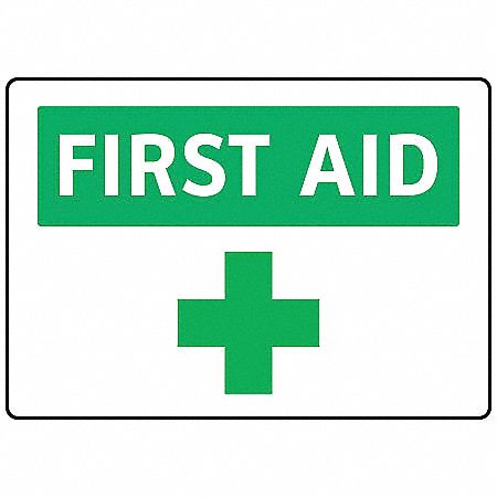 Aluminum, 7 in x 10 in Nominal Sign Size, First Aid Sign - 8AU63|S186FA ...