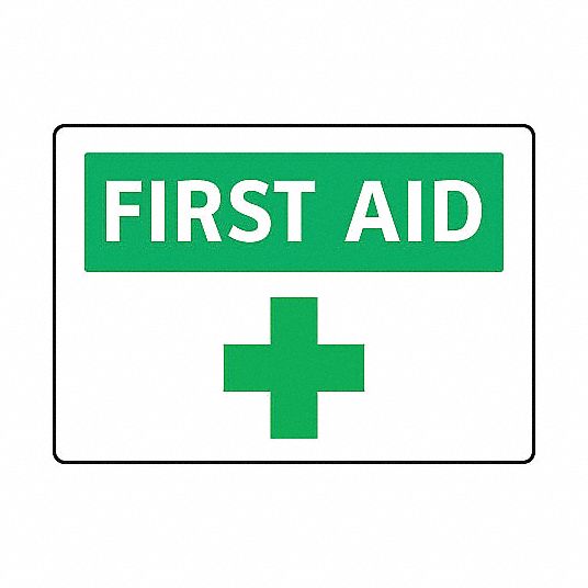 Aluminum, 7 in x 10 in Nominal Sign Size, First Aid Sign - 8AU63|S186FA ...