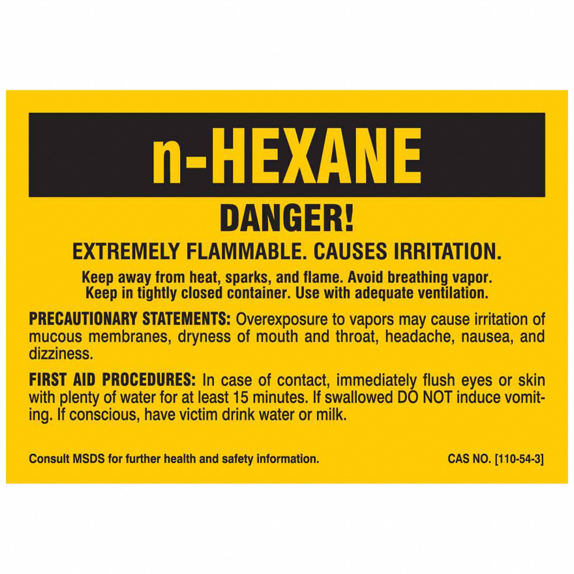 n-Hexane, 3 1/2 in Ht, Label - 8AY54|7271QLS - Grainger