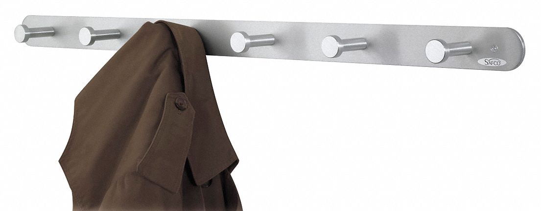 Coat Rack, 6 Hook, Aluminum - Grainger