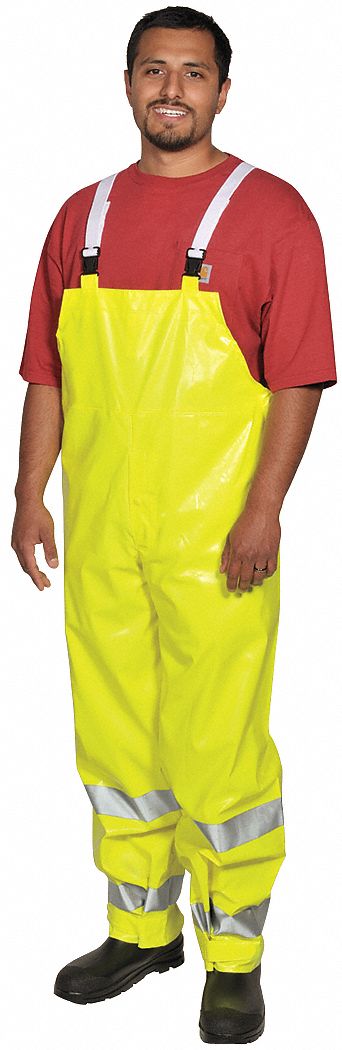 TINGLEY Hi-Visibility Rain Bib Overall: ANSI Class E, 3XL ( 54 in x 32 ...