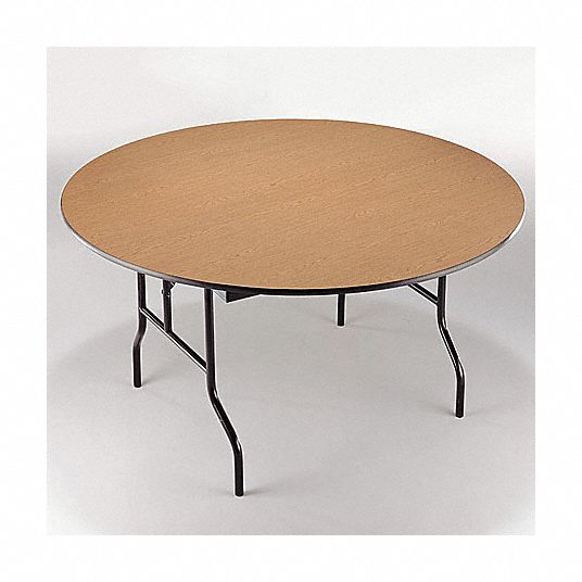 Round Folding Table, 30 in Height, 60 in Diameter, Oak - Grainger