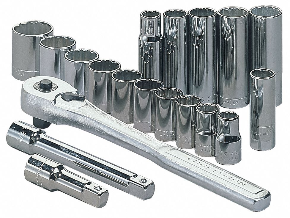 Socket Set, Square, Drive Size 1/2 in - Grainger