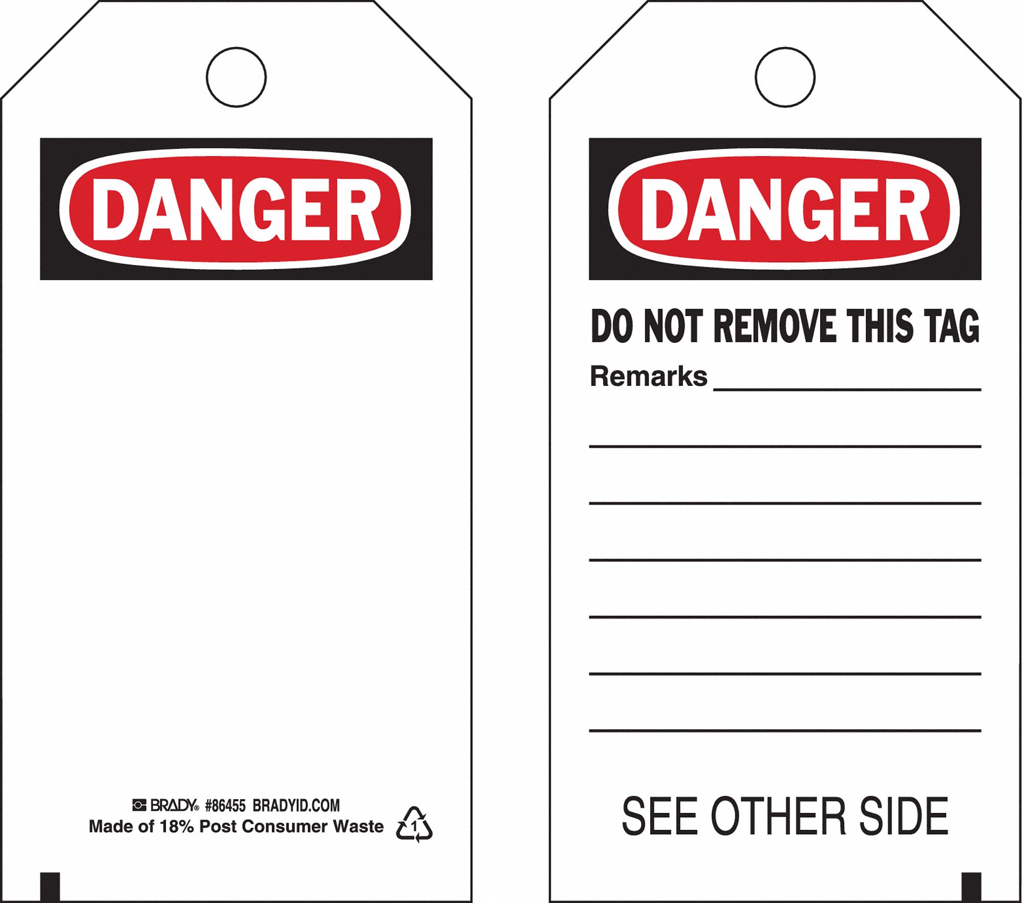 Black/Red/White, Cable Tie, Danger Tags - 8CM79|86455 - Grainger