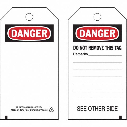 Black/Red/White, Cable Tie, Danger Tags - 8CM79|86455 - Grainger