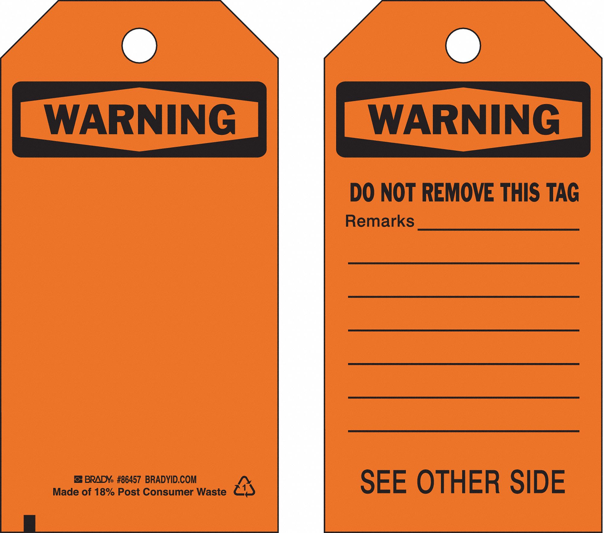 Black/Orange, Cable Tie, Warning Tags - 8CM80|86457 - Grainger