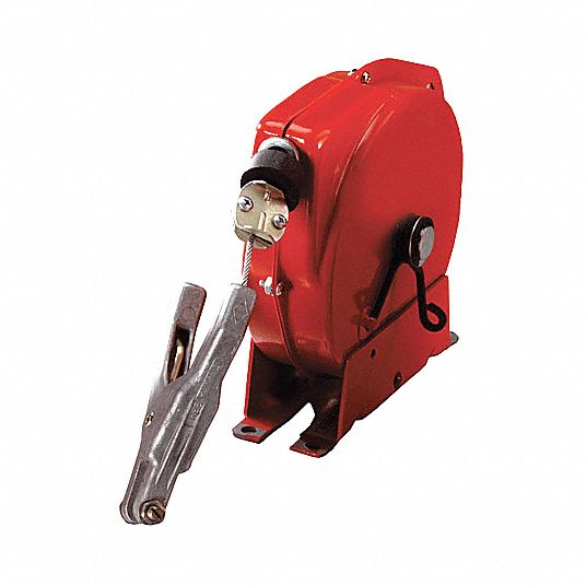 50 ft Retractable Grounding Wire Reel, Red, Cable Coated: No - Grainger