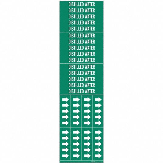 Distilled Water, Green, Pipe Marker - 8CR67|7081-3C - Grainger