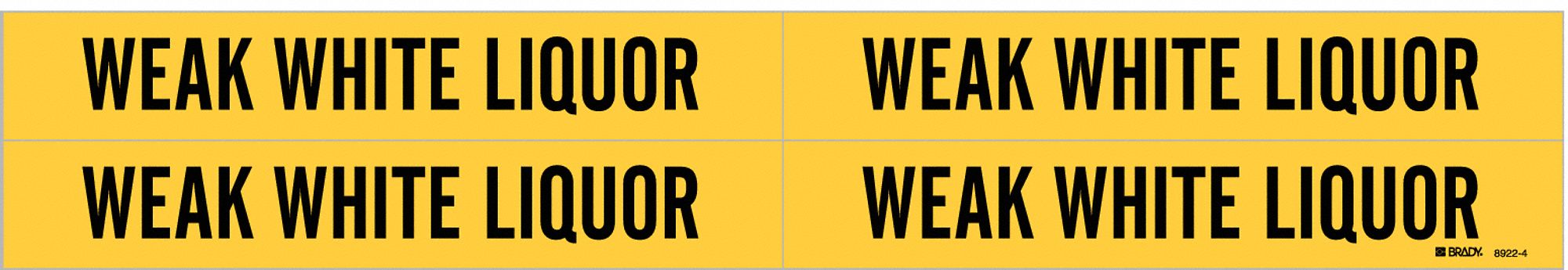 Weak White Liquor, Yellow, Pipe Marker - 8CRG2|8922-4 - Grainger