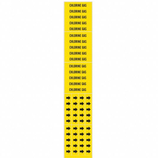 Chlorine Gas, Yellow, Pipe Marker - 8CT92|7049-3C - Grainger