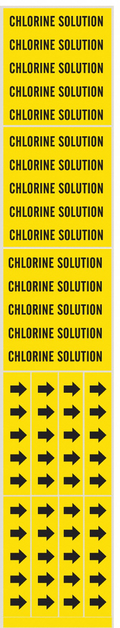 Chlorine Solution, Yellow, Pipe Marker - 8CT93|7050-3C - Grainger