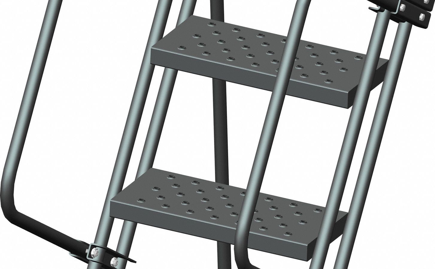 BALLYMORE 9-Step Rolling Ladder, Perforated Step Tread, 123 in Overall ...