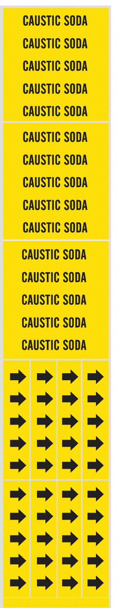 Caustic Soda, Yellow, Pipe Marker - 8CU79|7041-3C - Grainger