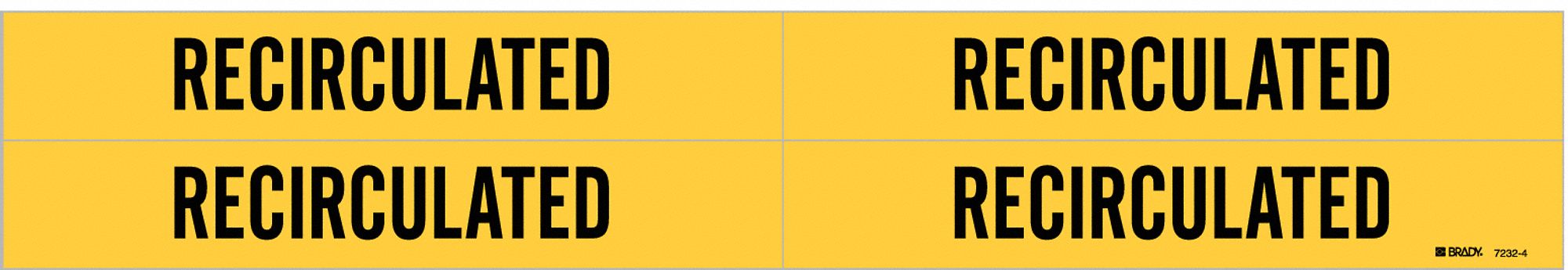 Recirculated, Yellow, Pipe Marker - 8CU83|7232-4 - Grainger