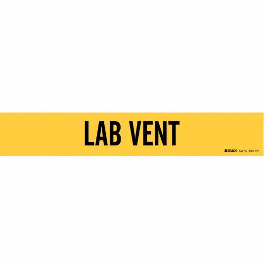 Lab Vent, Yellow, Pipe Marker - 8CUT6|8792-1HV - Grainger