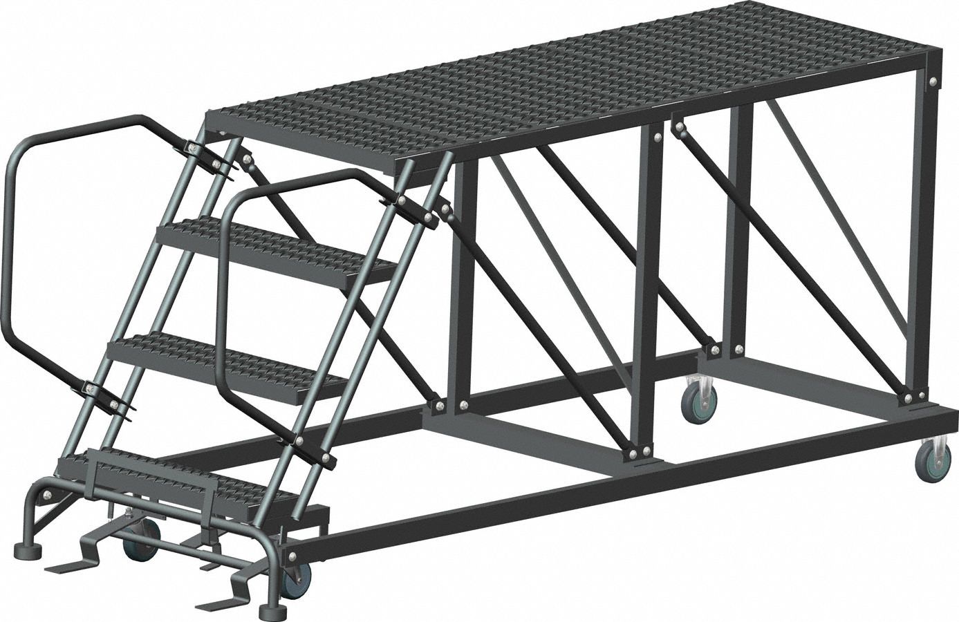 BALLYMORE Rolling Work Platform: 4 Steps, 40 in Platform Ht, 24 in ...