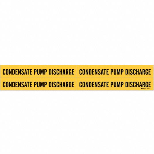 Condensate Pump Discharge, Yellow, Pipe Marker - 8CXW8|7064-4 - Grainger