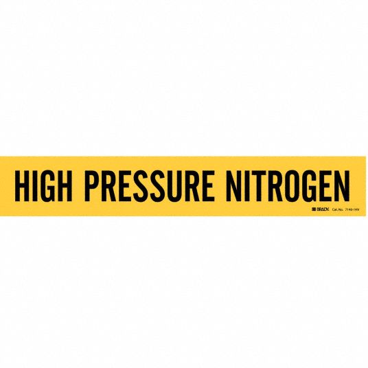 High Pressure Nitrogen, Yellow, Pipe Marker - 8CXY9|7140-1HV - Grainger