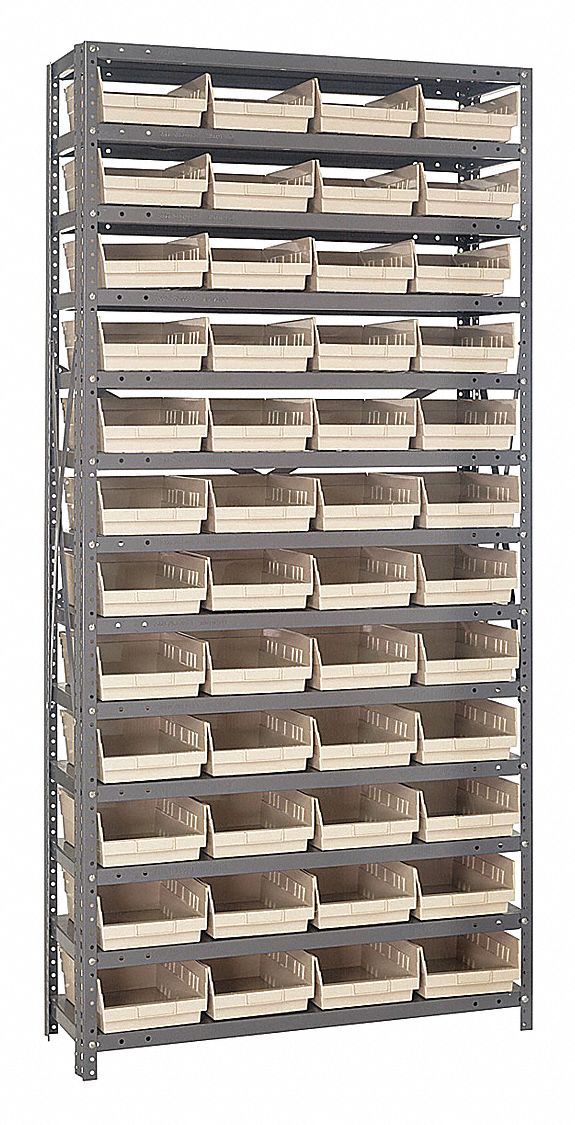 QUANTUM STORAGE SYSTEMS, 36 in x 12 in x 75 in, 1 Sided, Bin Shelving ...