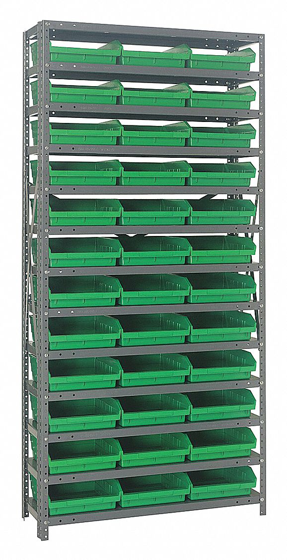 QUANTUM STORAGE SYSTEMS, 36 in x 12 in x 75 in, 1 Sided, Bin Shelving ...