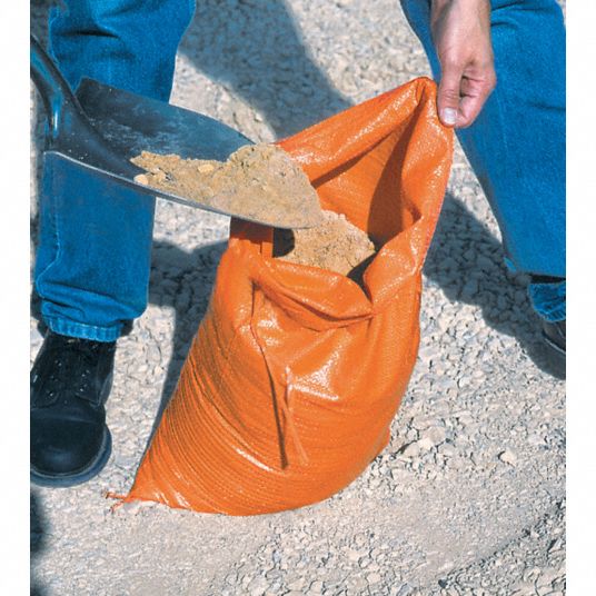Polypropylene, Sand Bag With Tie - 9DWD3|18X30SANDBAG ORG - Grainger