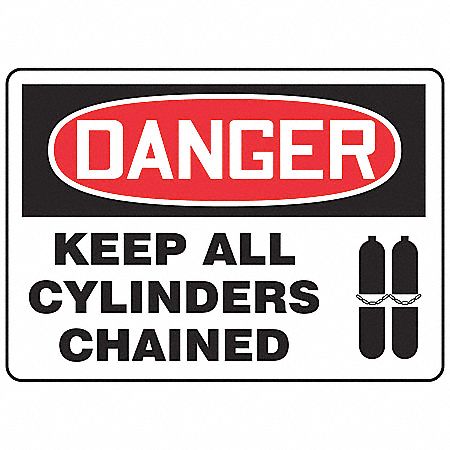 Danger Sign, Keep All Cylinders Chained, Header Danger, Rectangle, 10 ...