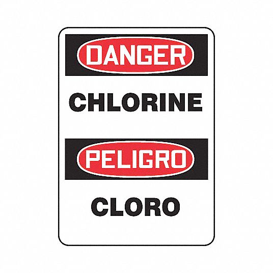 Spanish-Bilingual Danger Sign, Chlorine/Cloro, Header Danger/Peligro ...