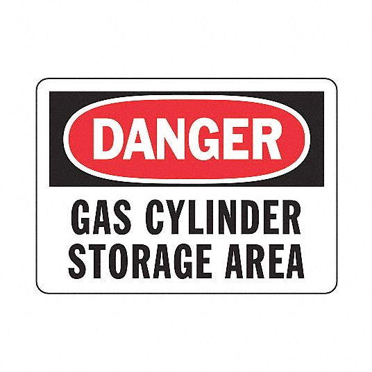 Danger Sign, Gas Cylinder Storage Area, Header Danger, Rectangle, 7 in ...