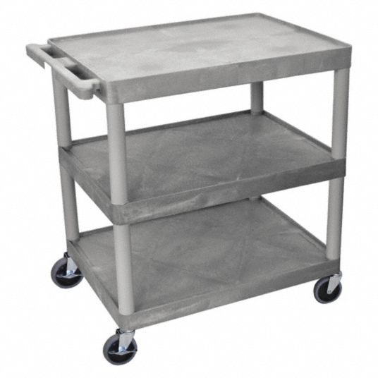 Flat Handle Utility Cart, 300 lb Load Capacity, Number of Shelves 3, 32 ...