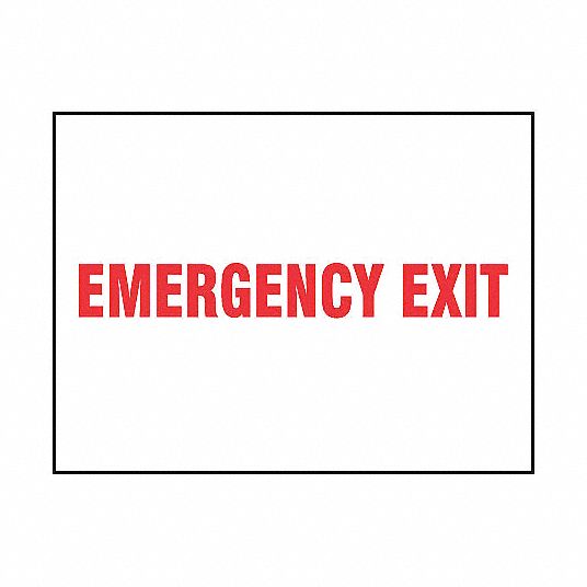 Vinyl, Emergency Exit Sign, 10" Width, 7" Height, Double-Sided No ...