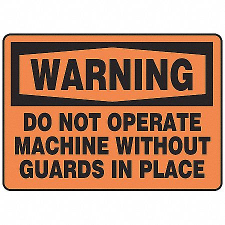 Vinyl, Warning Sign, 10" Width, 7" Height, Orange, Adhesive Surface ...