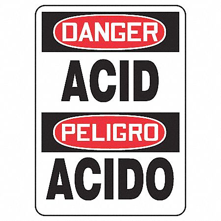 Spanish-Bilingual Danger Sign, Acid/Acido, Header Danger/Peligro ...