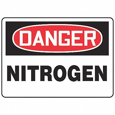 Danger Sign, Nitrogen, Header Danger, Rectangle, 7 in Height, 10 in ...