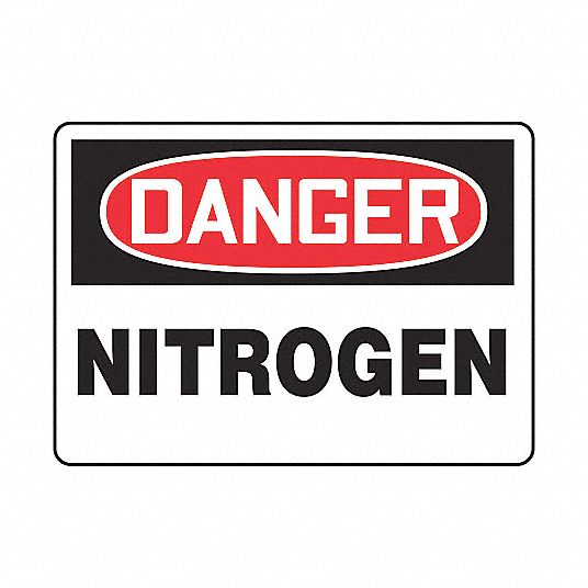 Danger Sign, Nitrogen, Header Danger, Rectangle, 7 in Height, 10 in ...