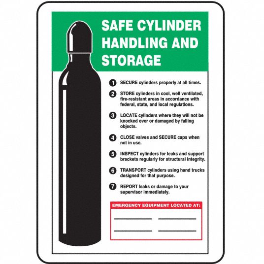 Cylinder Sign, Safe Cylinder Handling And Storage, Header No Header ...