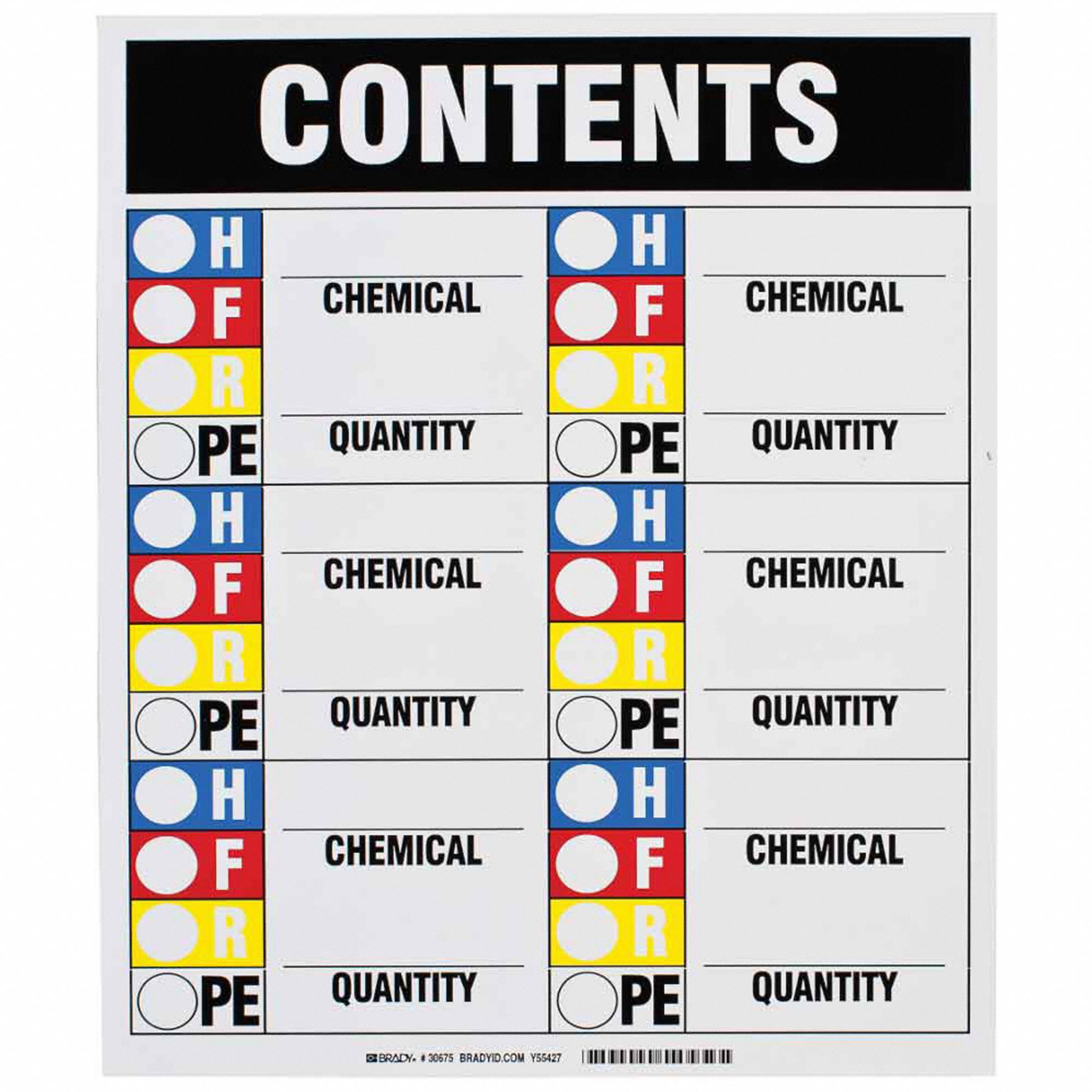 BRADY, HMIG Contents Sign - 8DNL1|30675 - Grainger