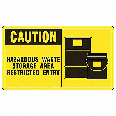 Caution Sign, Hazardous Waste Storage Area Restricted Entry, Header ...