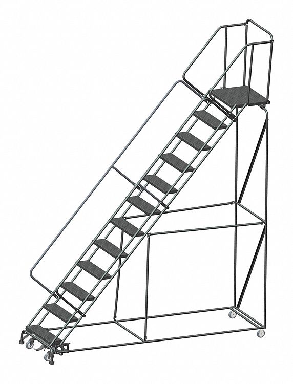 12-Step Slope Lockstep Rolling Ladder, Perforated Step Tread, 153 in ...