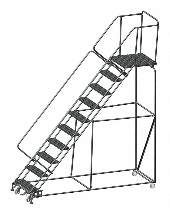 10-Step Slope Lockstep Rolling Ladder, Serrated Step Tread, 133 in ...
