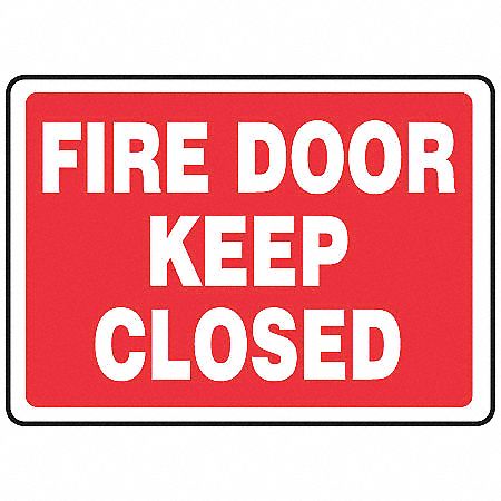 Plastic, Fire Door Sign, 10" Width, 7" Height, Double-Sided No, With ...
