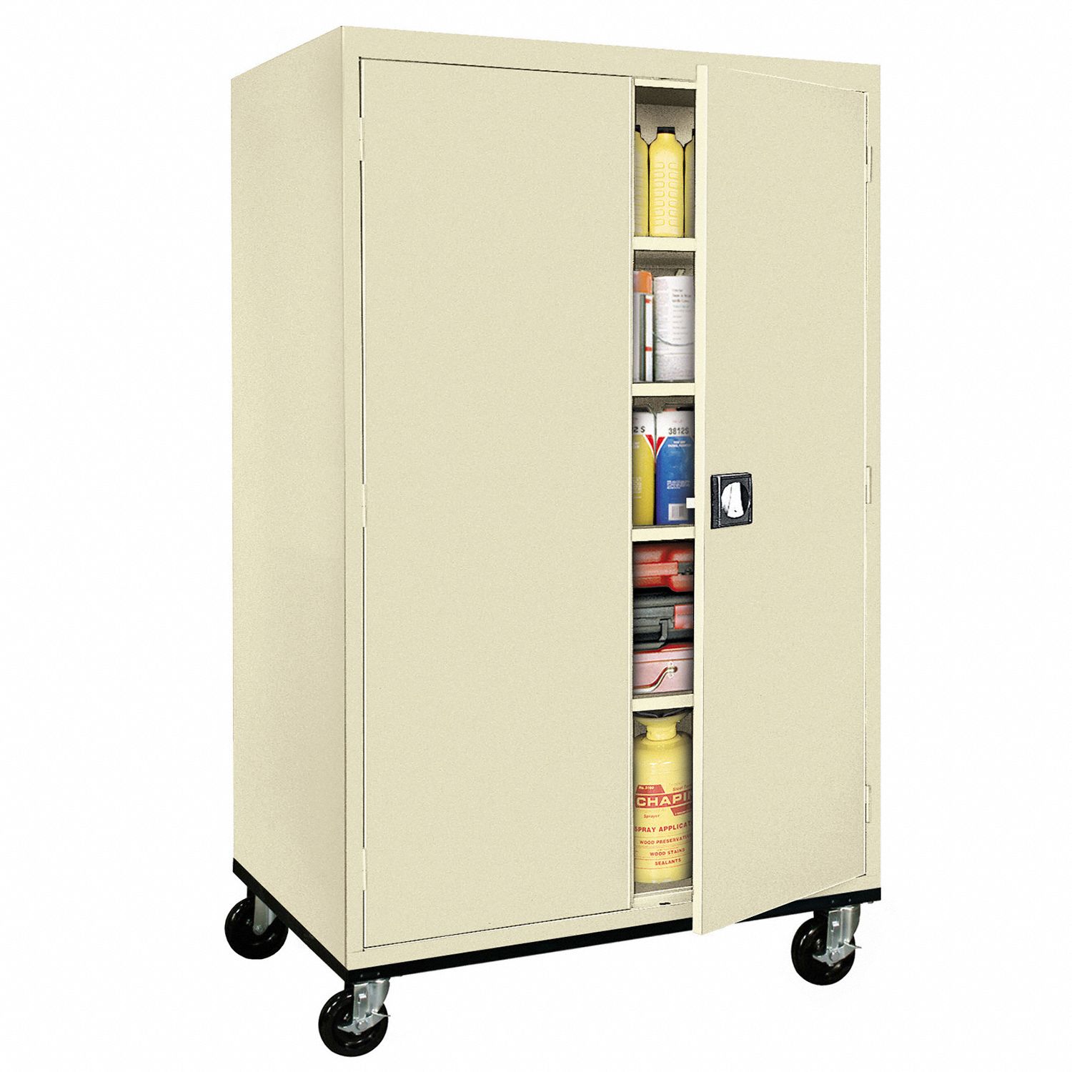 SANDUSKY Storage Cabinet: Casters, 46 in x 24 in x 78 in, Recessed Pull ...