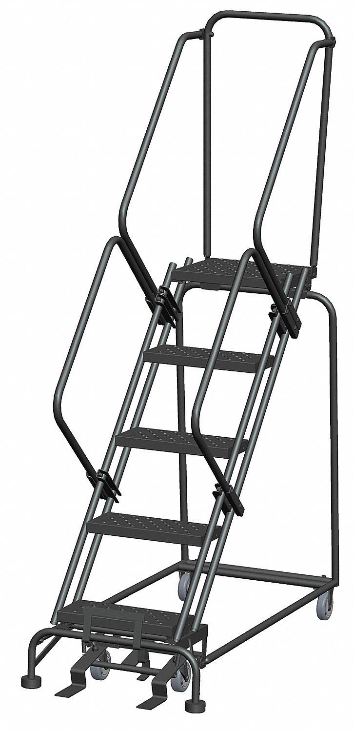 5-Step Stock Picking Rolling Ladder, Perforated Step Tread, 83 in ...