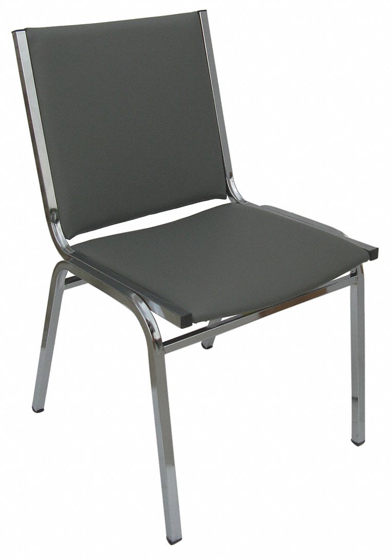 Chrome Steel Stacking Chair with Gray Seat Color, 1EA - Grainger