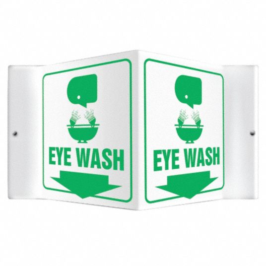 Plastic, V-Shape Projection Sign, 8-1/2" Width, 6" Height, White, With ...