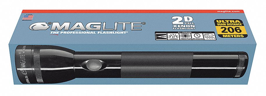 Handheld Flashlight: D Battery, 10.0 in Lg, 27 lm Max Lumens Output ...