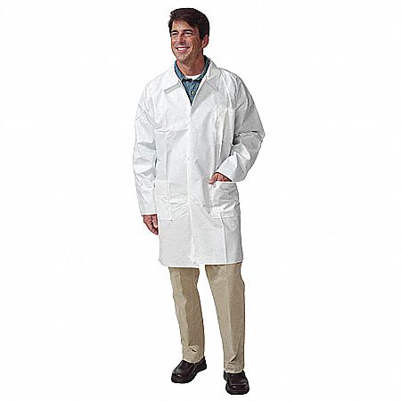 Disposable Lab Coat, XL, White - Grainger